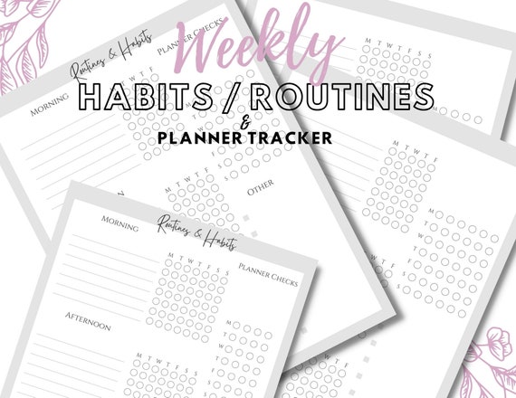 Weekly Habits and Routines // Planner Check List // Block - Etsy