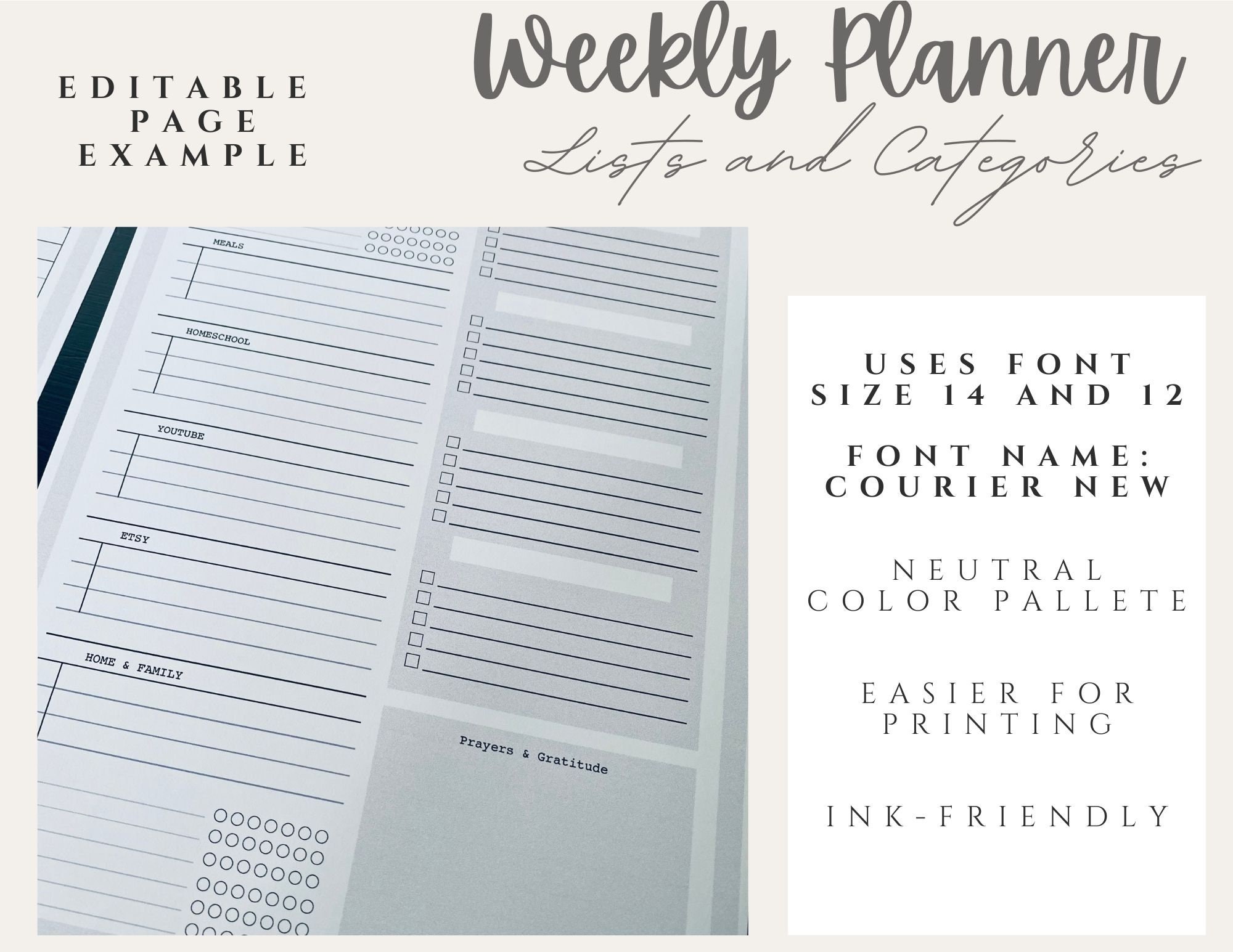 Daily Weekly Editable or Printable Catchall Planner / Planner Guide ...