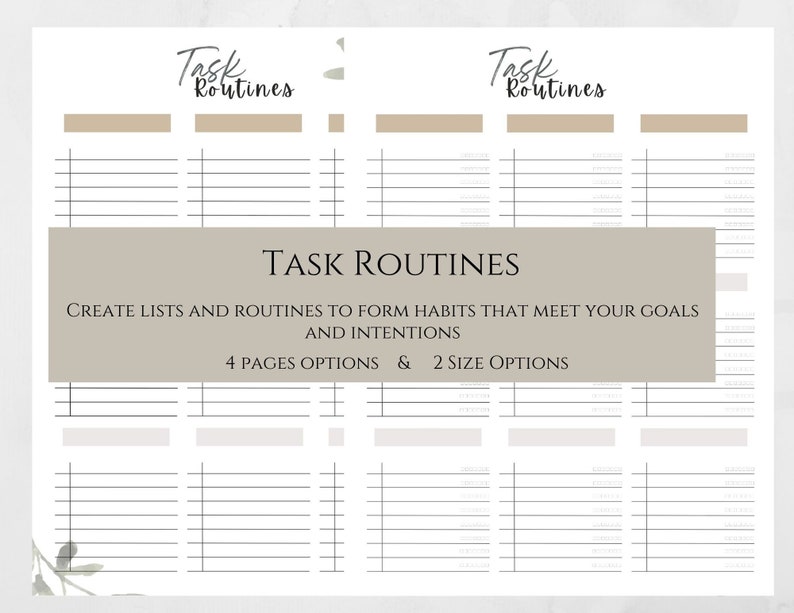Task Routines Printables Planner Inserts // Habit Tracking // Goals and ...