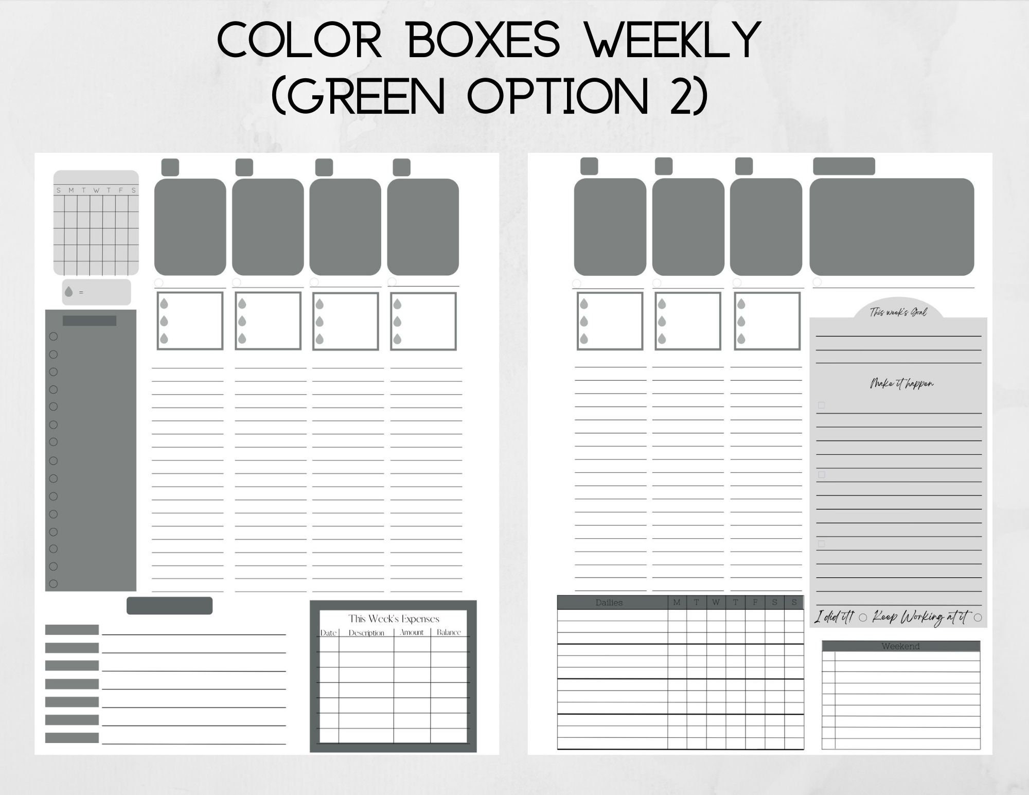 Weekly Planner Color Boxes / Functional / Productivity / Intentional ...