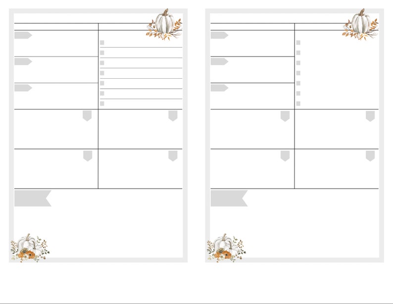 Fall Daily Planner Insert / to Do List / Block Schedule / Meal Tracking ...