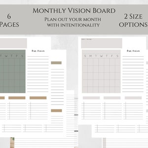 Monthly Vision Board and Notes Printable Planner Inserts // Functional ...