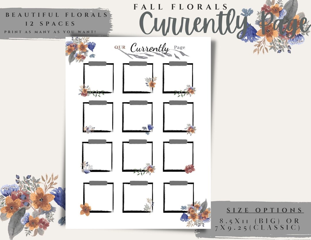 Currently Page | Fall Florals | Happy Planner Classic and Big Sizes ...