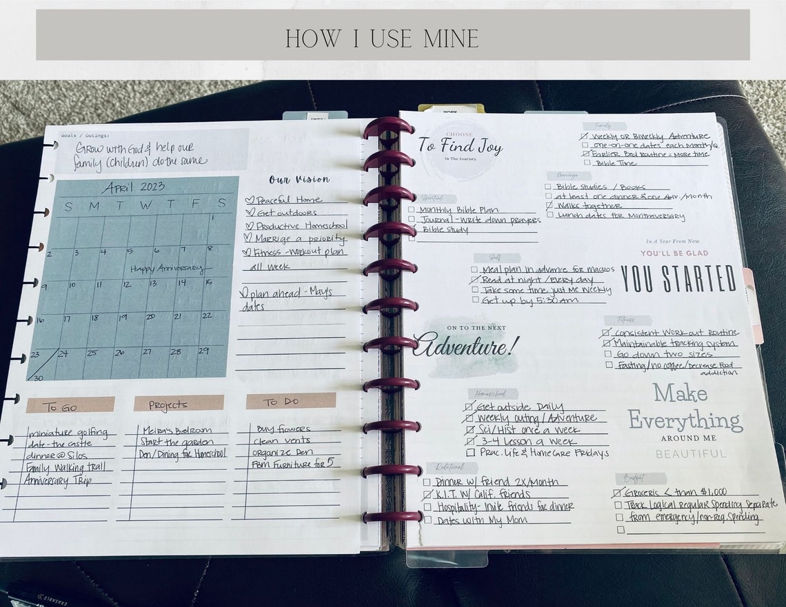 Monthly Vision Board and Notes Printable Planner Inserts // Functional ...