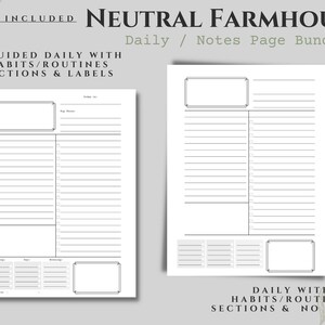 Daily and Notes Pages // Farmhouse Neutral Bundle // Routines and ...