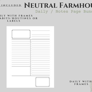 Daily and Notes Pages // Farmhouse Neutral Bundle // Routines and ...