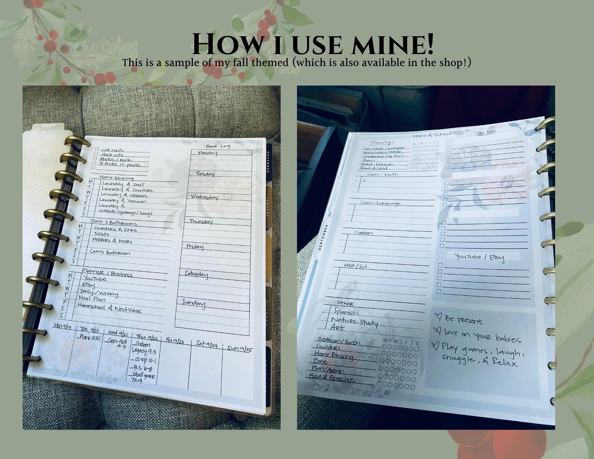 Weekly Planner, Christmas Themed Planner, Holiday, Meal Menu, Christmas ...