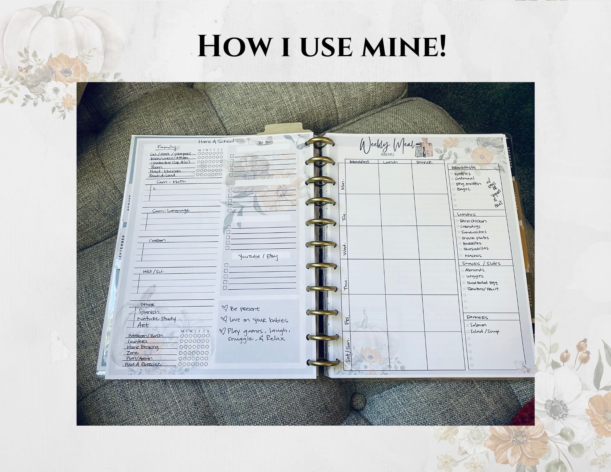 Fall Weekly Planner With Meal Planner and Overview Note Pages // Fall ...
