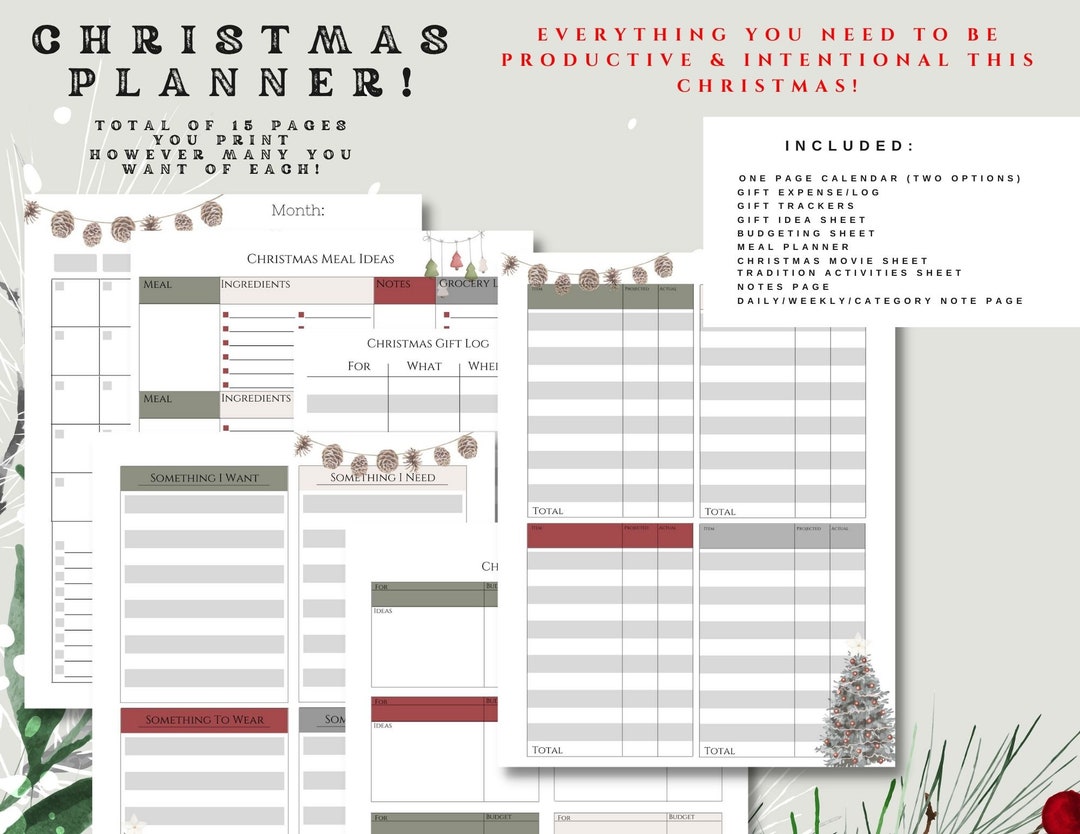 Christmas Planner, Holiday Planner, Gift Lists, Christmas Organization ...