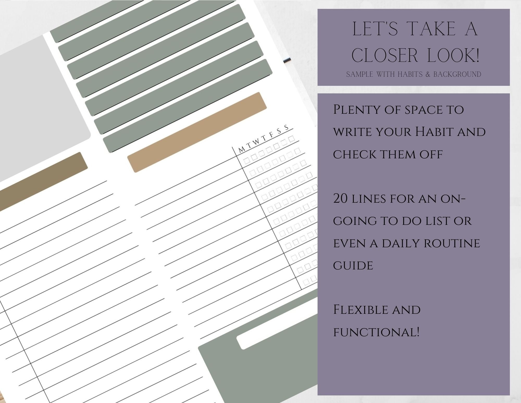 Weekly Dashboard Lists and Habits Printable Planner Inserts ...