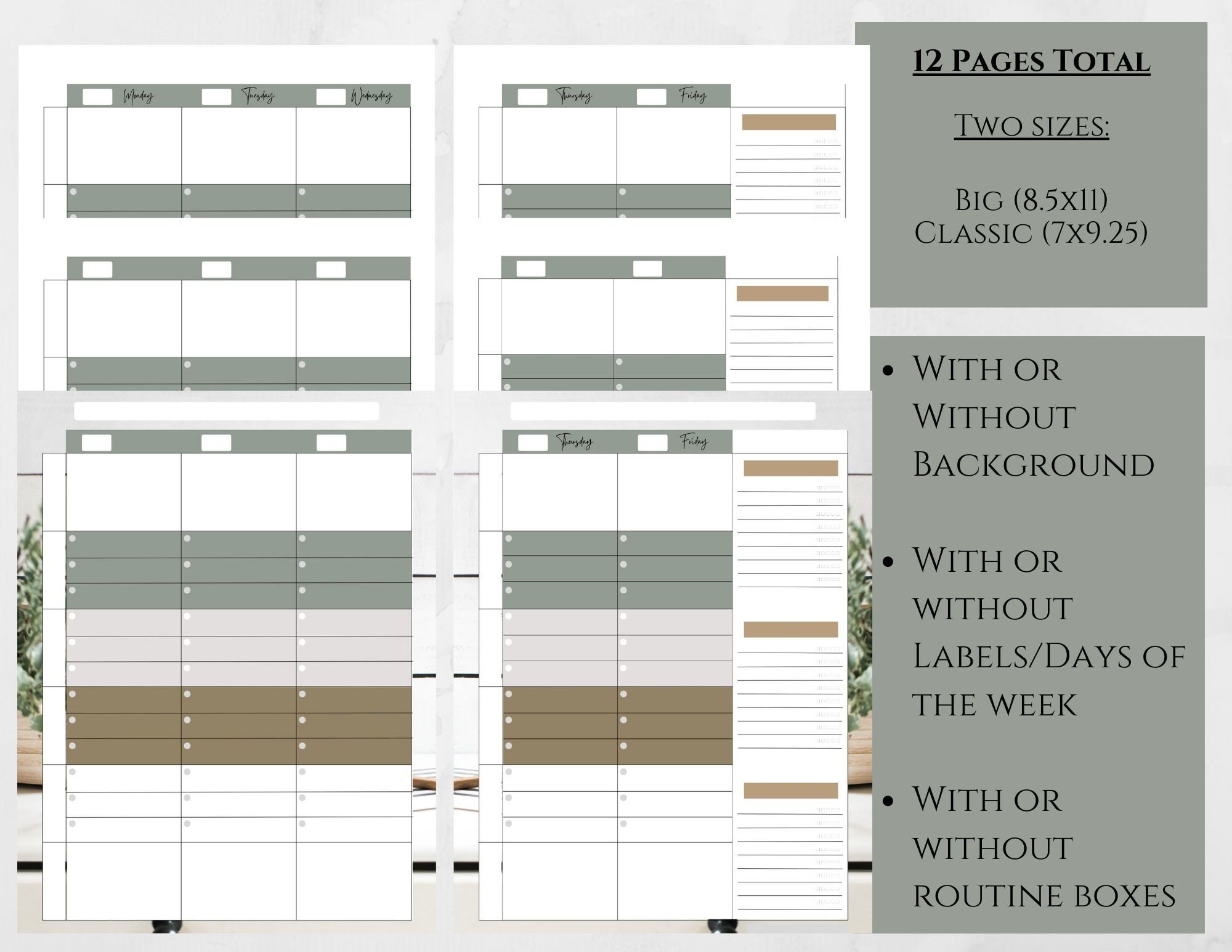 Lesson Planner Weekly Printable Inserts // Routines // Homeschool ...