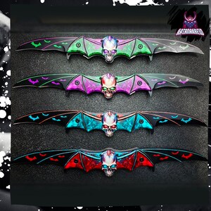 Zombie Skull Tactical Dual Blade Bat Spring Assisted Open Folding ...