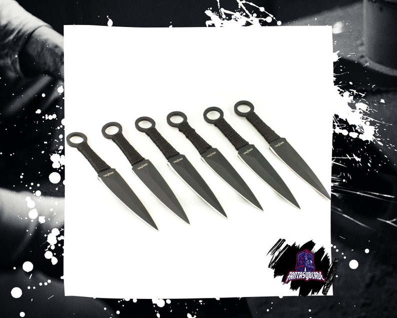6 Pc Metal Throwing Knife Set W/ Sheath Kunai Ninja Knives - Etsy
