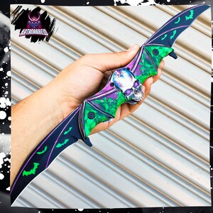 Zombie Skull Tactical Dual Blade Bat Spring Assisted Open Folding ...