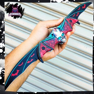 Zombie Skull Tactical Dual Blade Bat Spring Assisted Open Folding ...
