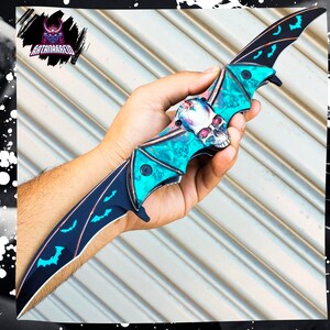Zombie Skull Tactical Dual Blade Bat Spring Assisted Open Folding ...