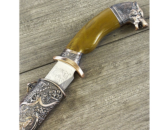 12 Wolf Head Decorative Dagger Knife W/ Collector's - Etsy