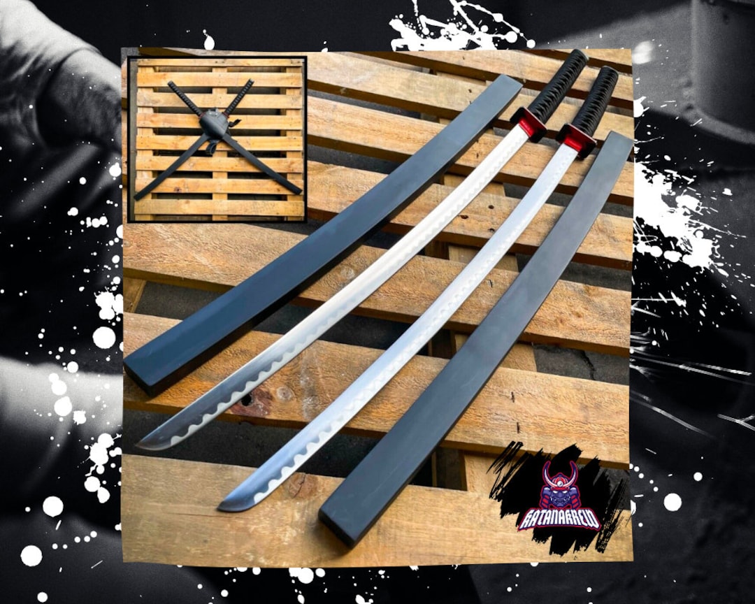 Deadpool Samurai Twin Katana Set Red Tsuba Dual W/ Backstrap, Deadpool ...