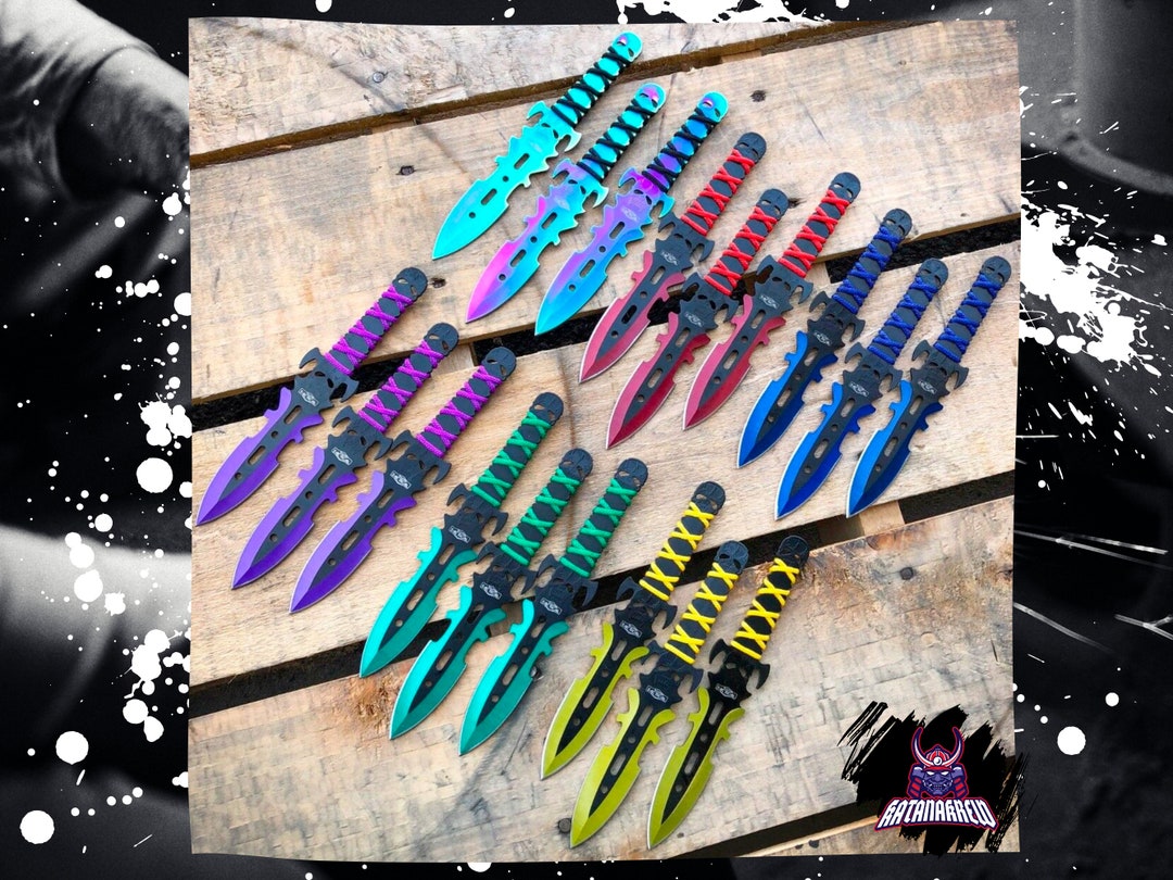 3PC Ninja Tactical Ninjutsu Kunai Fixed Blade Throwing Knife Sheath Set ...