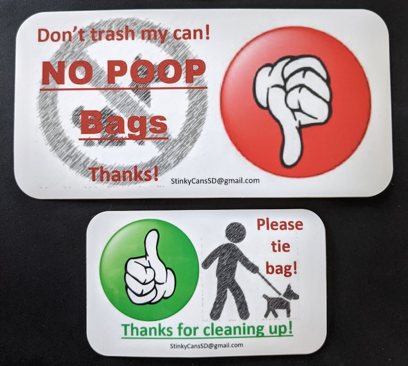 8x4in Dog Poop Trash Can Stickers/labels/sign, No Poop Bags, No Dumping ...