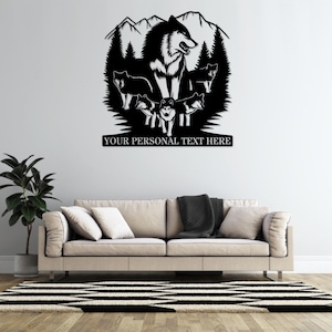 Personalized Wolf Pack Name Metal Sign Gift. Custom Wildlife Wall Decor ...