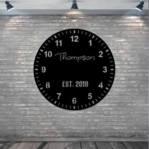 Personalized Clock Numbers Wall Metal Sign. Custom Family Name Est ...