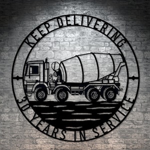 Personalized Concrete Mixer Metal Sign. Custom Cement Truck Wall ...