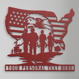 Personalized Patriotic US Military Metal Sign. Military Eagle Metal ...
