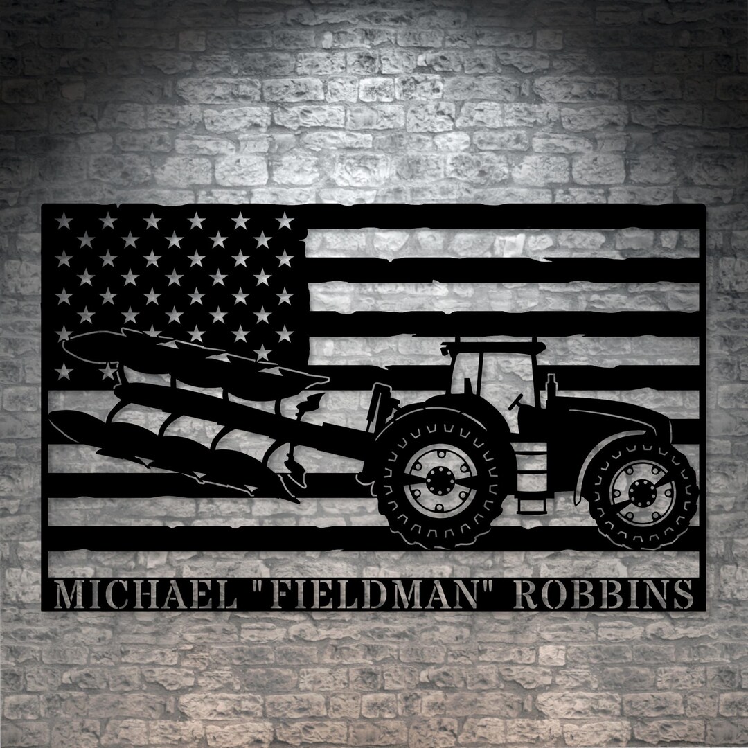 Personalized US Tractor Metal Sign. Custom American Farming Wall Decor ...