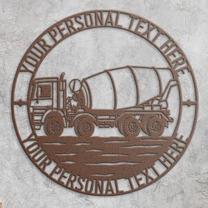 Personalized Concrete Mixer Metal Sign. Custom Cement Truck Wall ...