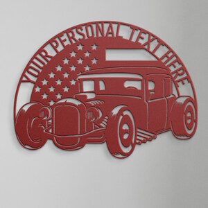 Personalized American Hot Rod Name Metal Sign. US Custom Car Wall Decor ...