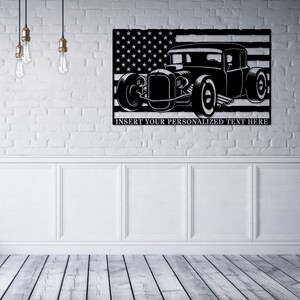 Personalized US Hot Rod Name Metal Sign. American Rat Rod Custom Car ...