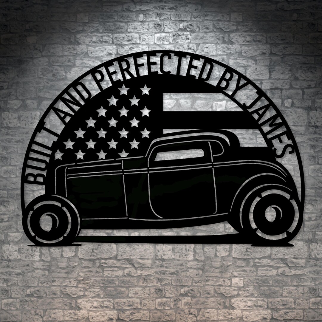 Personalized American Hot Rod Coupé Name Metal Sign. Custom US Garage ...