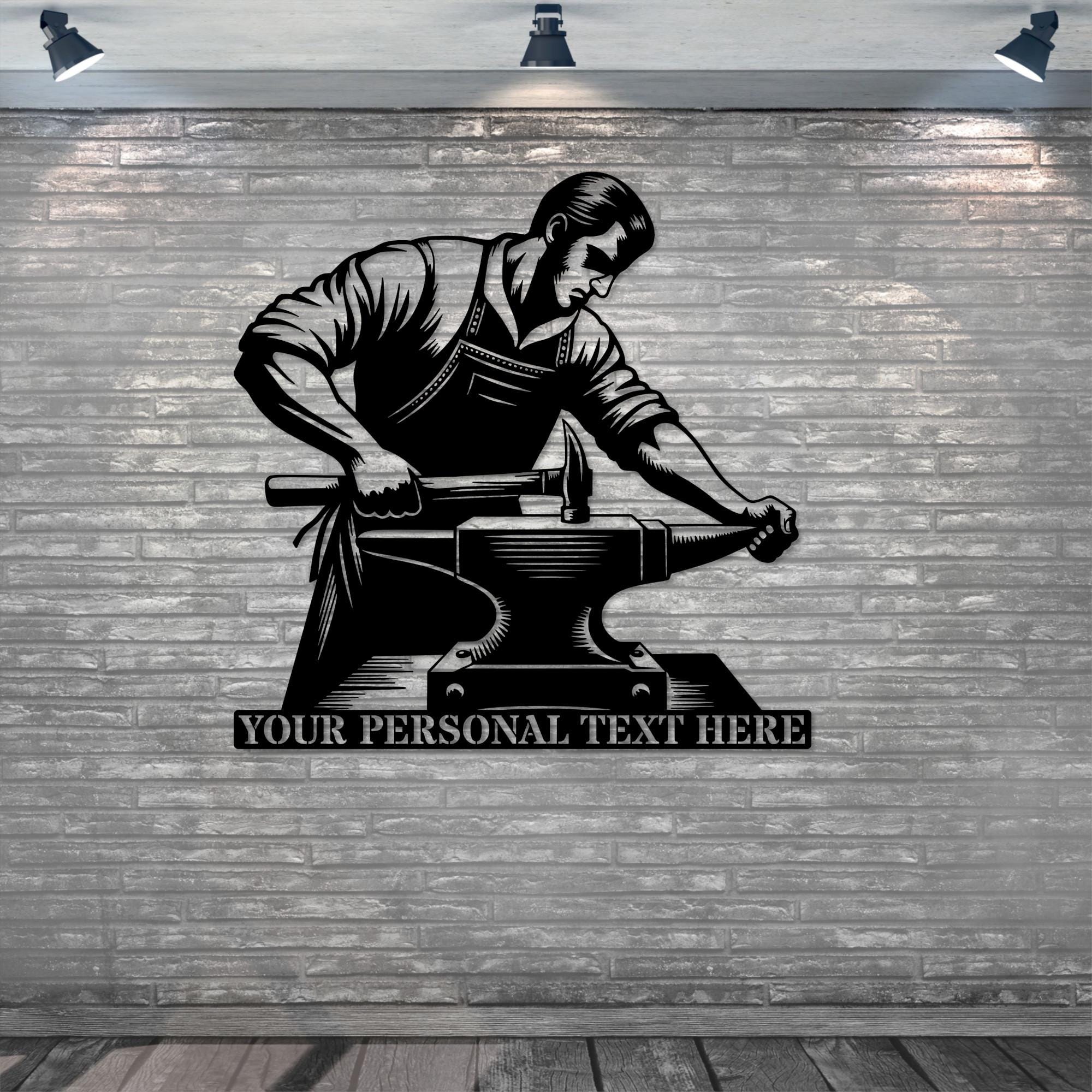 Personalized Blacksmith Worker Name Metal Sign. Custom Metalworker Wall ...