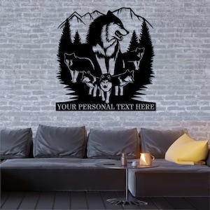 Personalized Wolf Pack Name Metal Sign Gift. Custom Wildlife Wall Decor ...