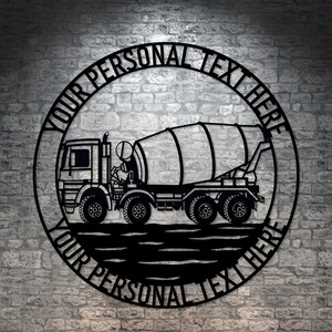 Personalized Concrete Mixer Metal Sign. Custom Cement Truck - Etsy