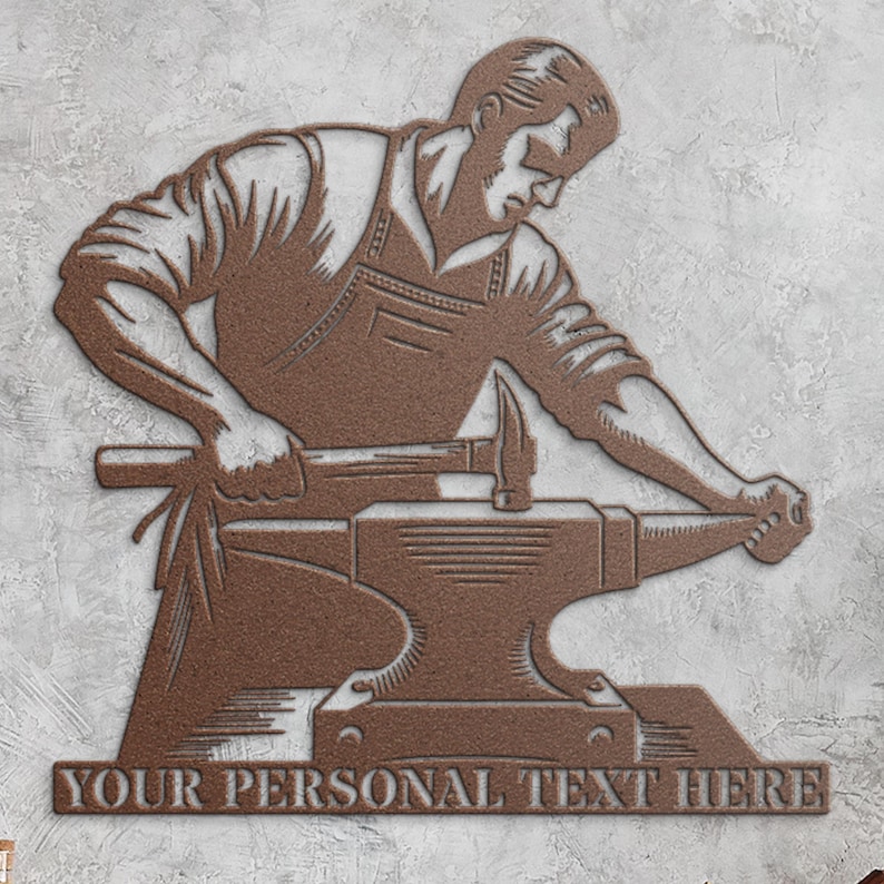 Personalized Blacksmith Worker Name Metal Sign. Custom Metalworker Wall ...
