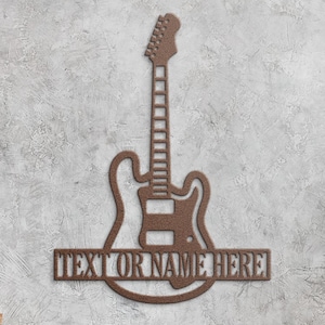 Personalized Guitar Name Metal Sign. Custom Music Room Wall Decor Gift ...