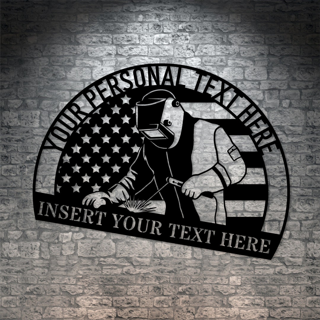 Personalized American Pipeline Welder Name Metal Sign. Custom US Iron ...