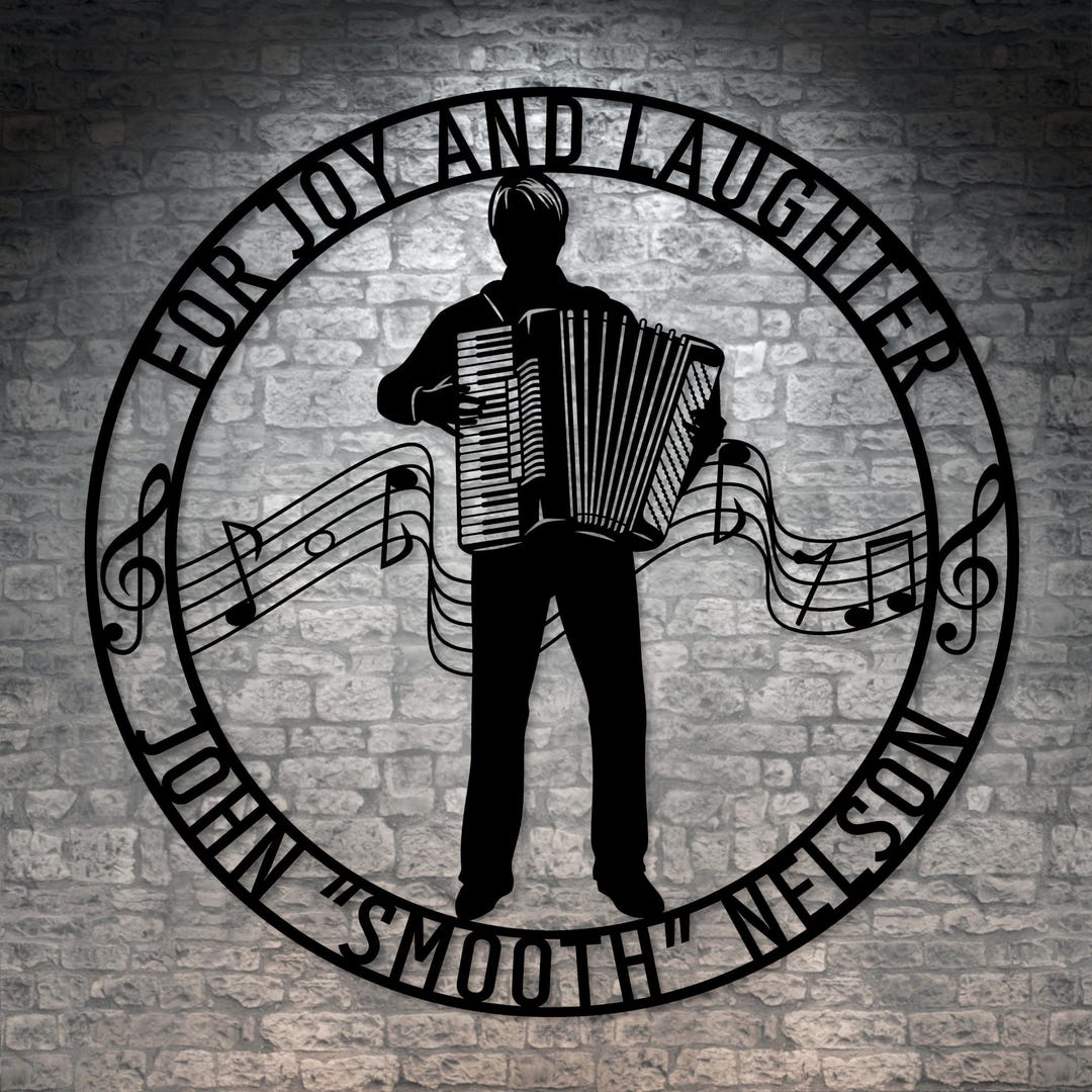Personalized Accordion and Notes Name Metal Sign. Custom Musician Wall ...