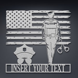 Personalized Police Officer Name Metal Sign. Custom Patriotic Police ...