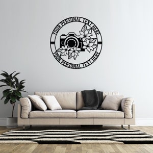 Personalized Vintage Camera Name Metal Sign. Custom Floral Wall Decor ...