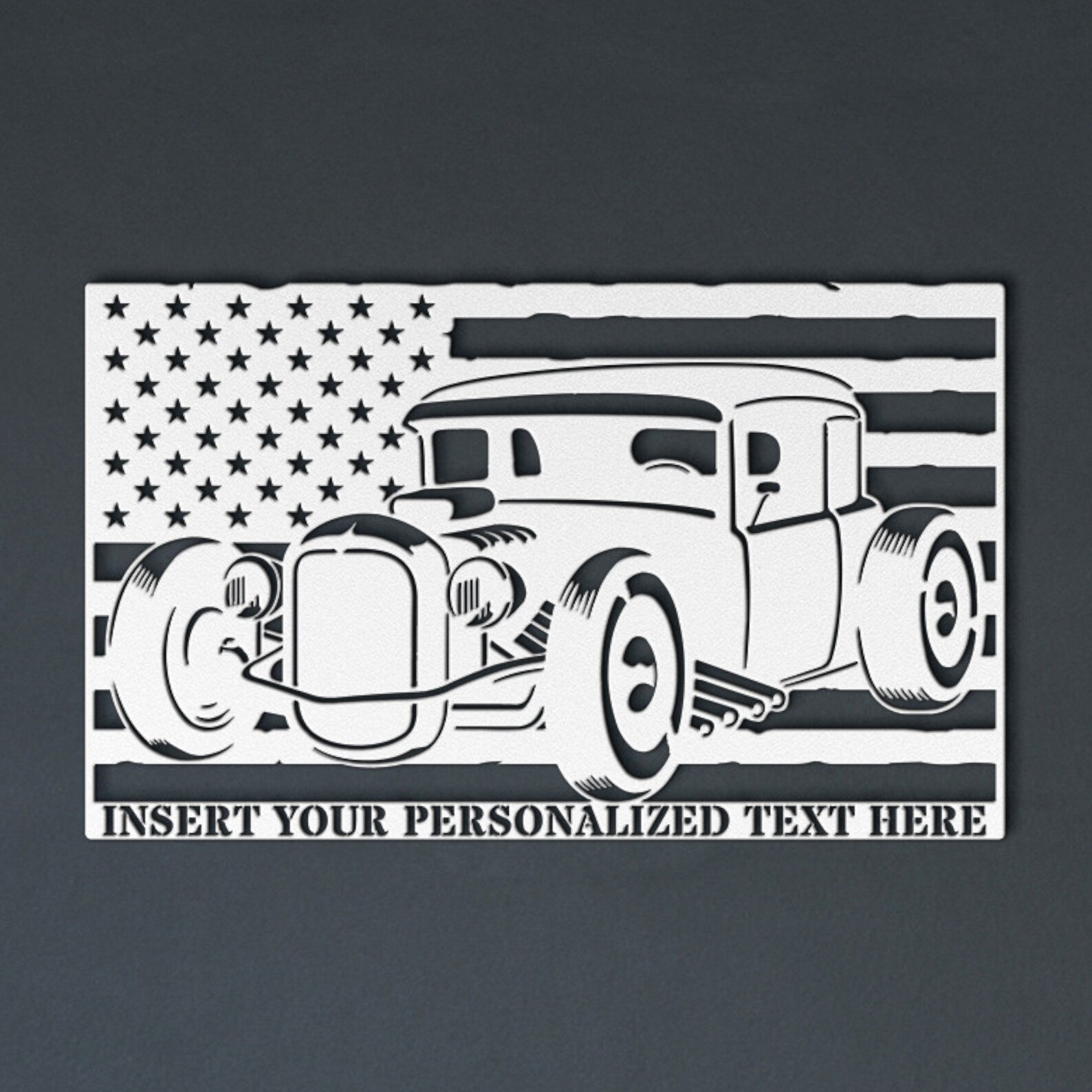 Personalized US Hot Rod Name Metal Sign. American Rat Rod Custom Car ...