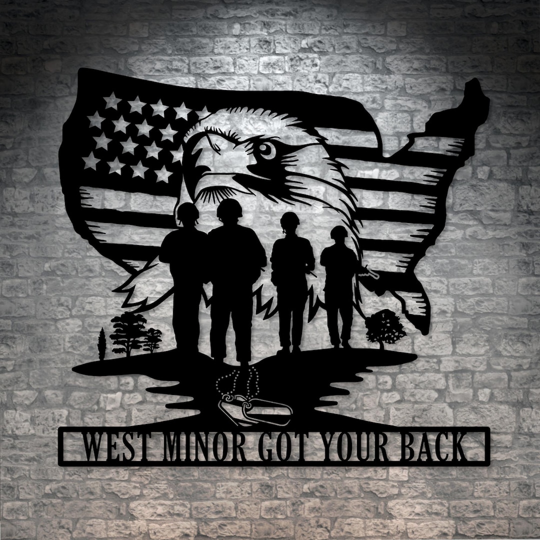 Personalized Patriotic US Military Metal Sign. Military Eagle Metal ...