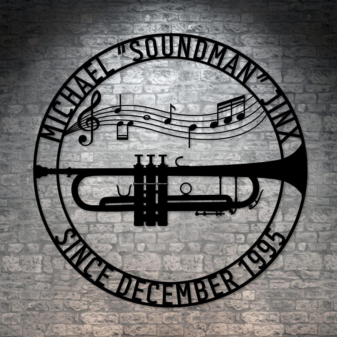 Personalized Trumpet and Notes Name Metal Sign. Trumpet Player Gift ...