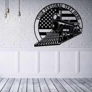 Personalized US Steam Train Metal Sign Gift. Locomotive Metal Wall Art ...