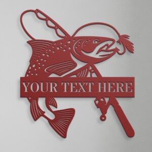 Personalized Fishing Rod Name Metal Sign. Custom Fishing Wall Decor ...