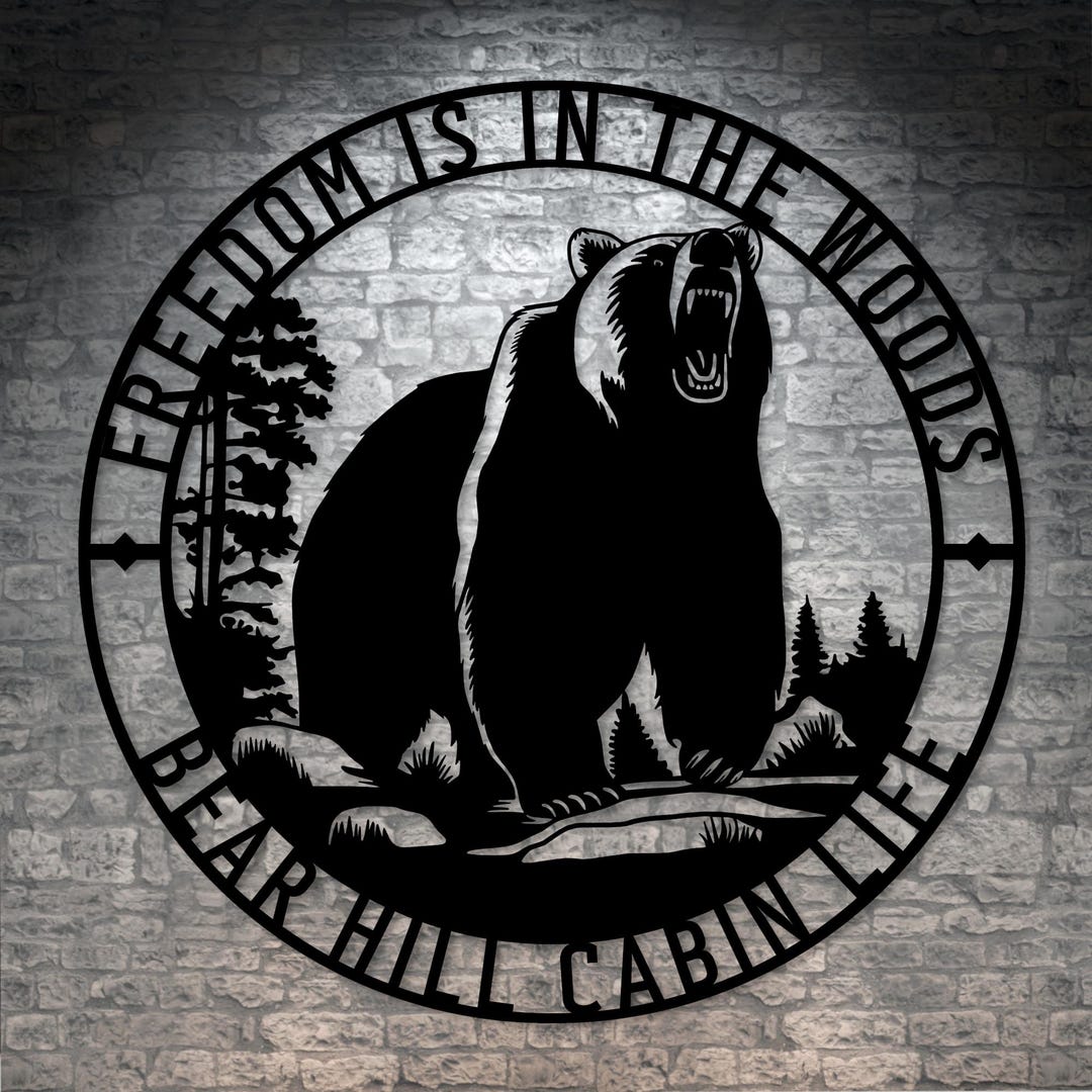 Personalized Impressive Bear Metal Sign Gift. Custom Black Bear Wall ...