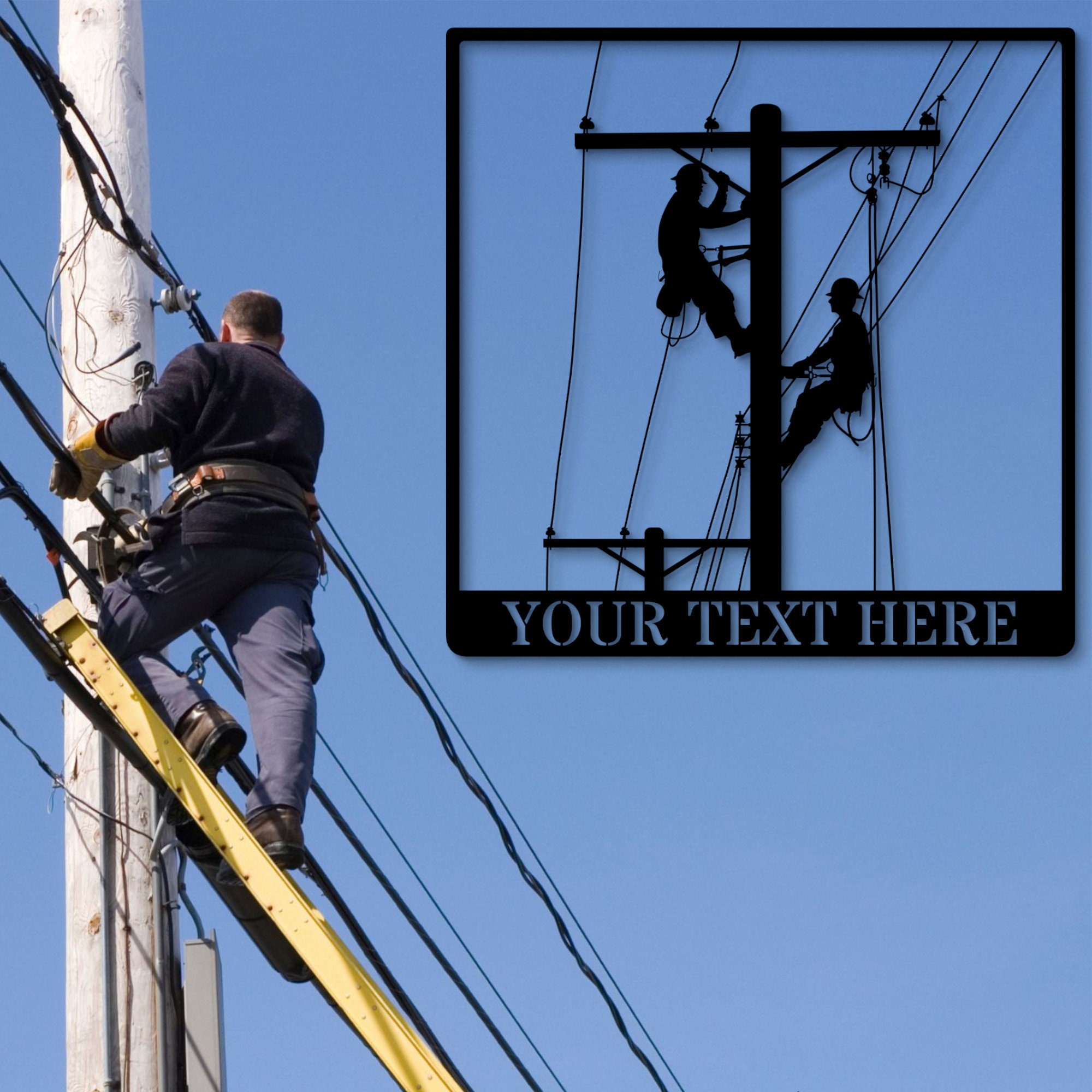 Personalized Linemen Workers Metal Sign. Custom Electrician Wall Decor ...