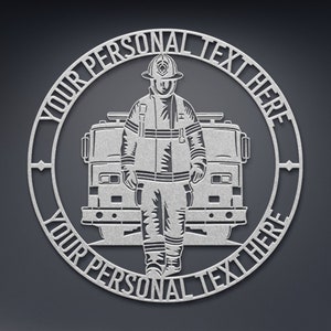 Personalized Firefighter Name Metal Sign. Custom Firetruck Wall Decor ...